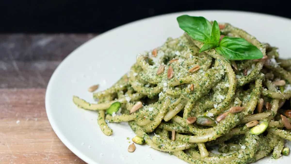 Chicken Spaghetti In Pesto Sauce; Perfect Italian Dinner