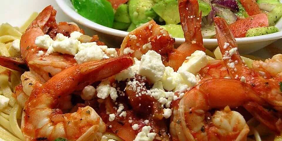 How to make Fire Roasted Tomato And Feta Pasta With Shrimp Recipe