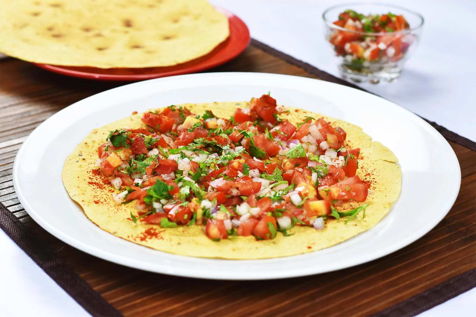 How to make Papadums With Spiced Vegetable Toppings Recipe