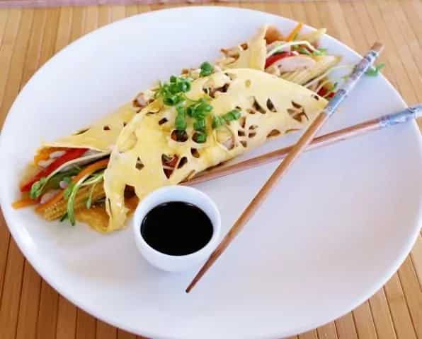 How to make Mongolian Chicken Egg Net Omelette Recipe