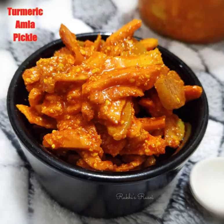 How to make Fresh Turmeric Amla Pickle Recipe
