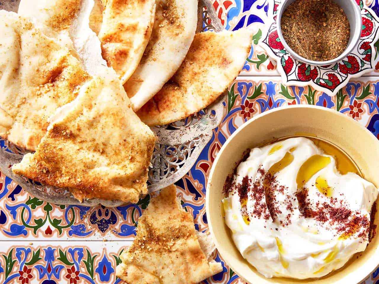 How to make Za'atar Flatbread With Yogurt Dip Recipe