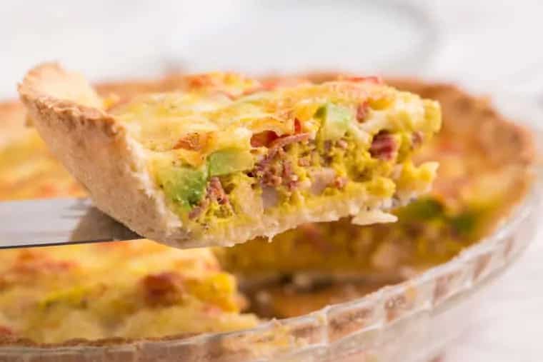How to make Turkey Swiss Quiche With Bacon, Avocado, And Tomato Recipe