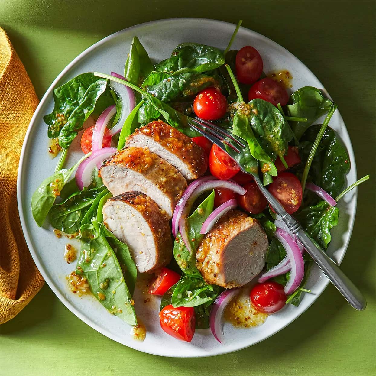 How to make Apricot-mustard Pork Tenderloin With Spinach Salad Recipe