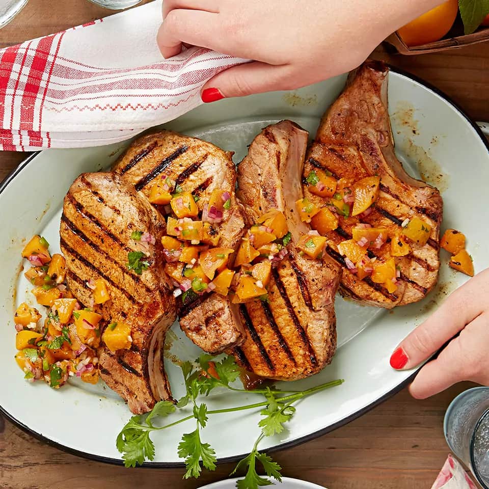 How to make Chipotle Grilled Pork Chops With Grilled Apricot Salsa Recipe