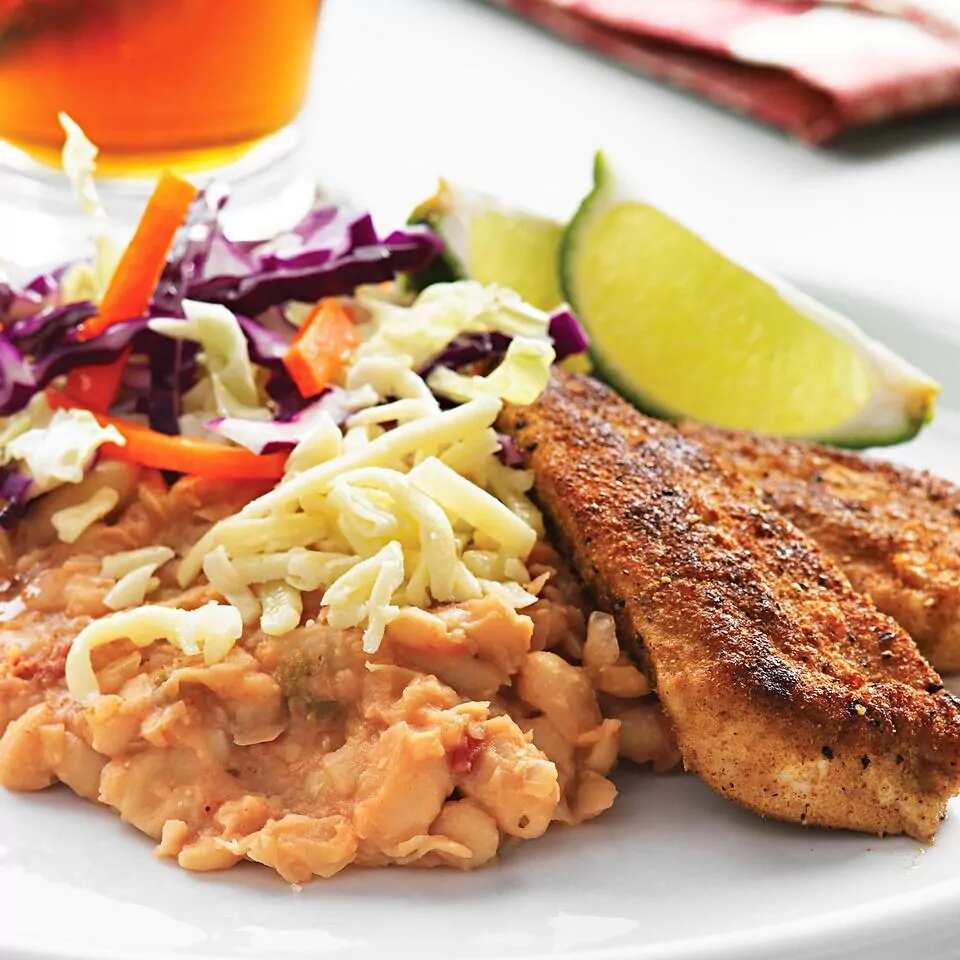 How to make Golden Chicken With Spicy Refried Beans Recipe
