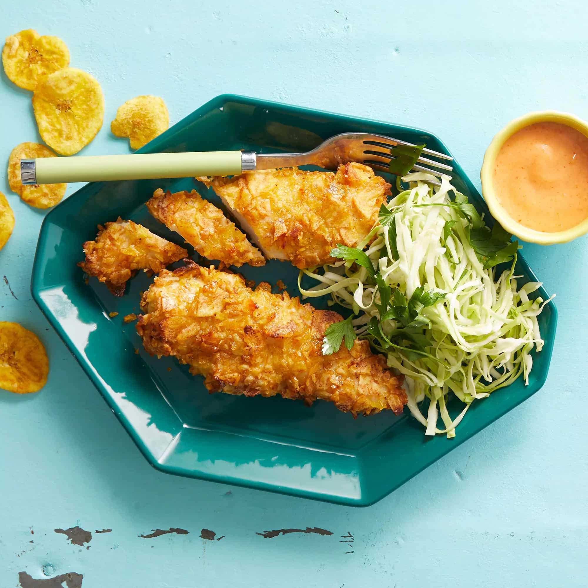 How to make Plantain-crusted Chicken Tenders With Mango Dipping Sauce ...