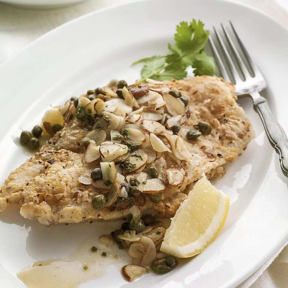 How to make Sole With Garlic-almond-caper Sauce Recipe
