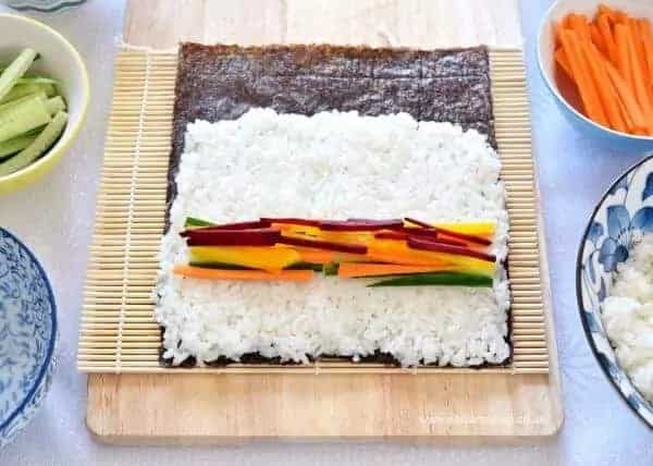 How to make Rainbow Vegetable Sushi Recipe