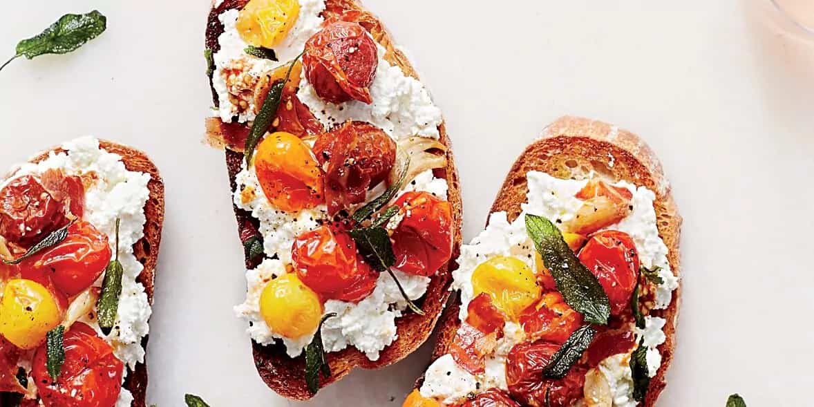 How to make Ricotta And Roasted Tomato Bruschetta With Pancetta Recipe