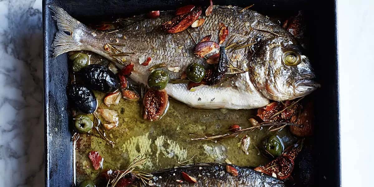 How to make Roast Dorade With Figs, Olives And Almonds Recipe