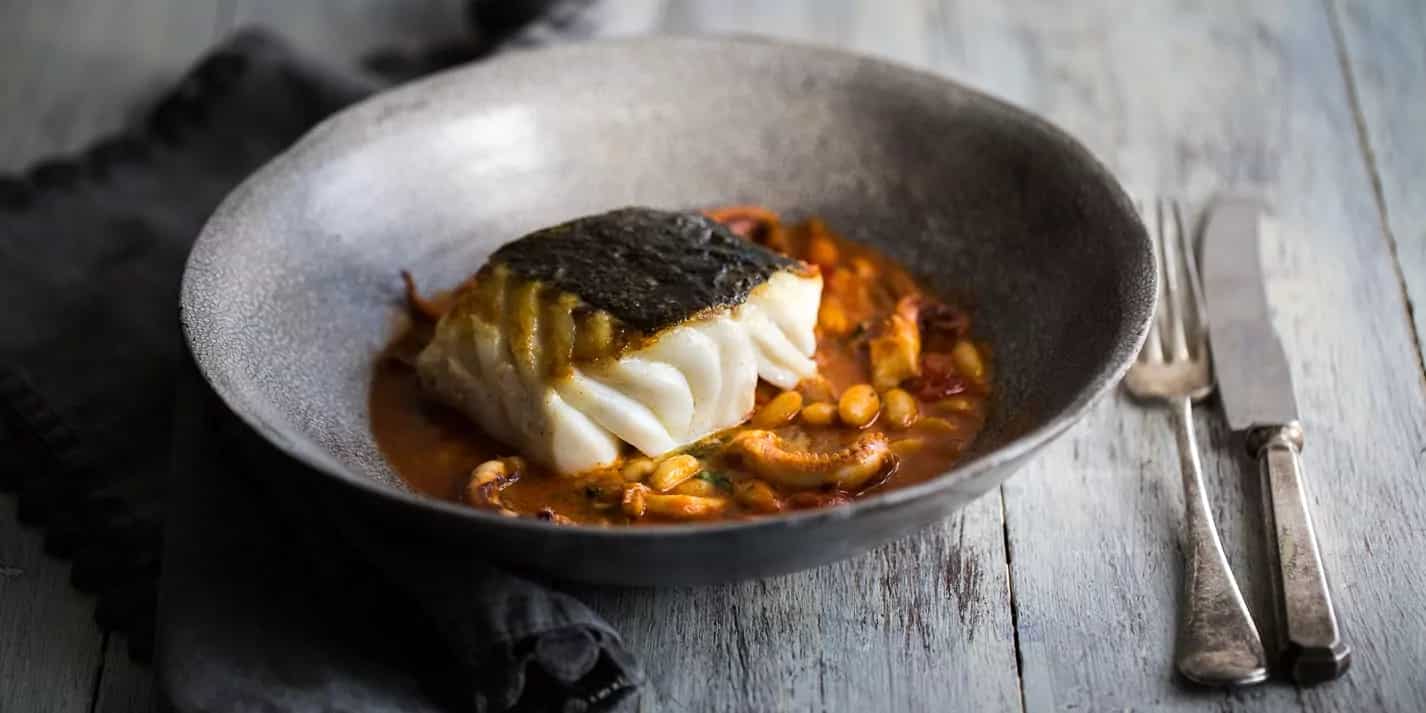How to make Braised Squid With Skrei Cod Loin Recipe