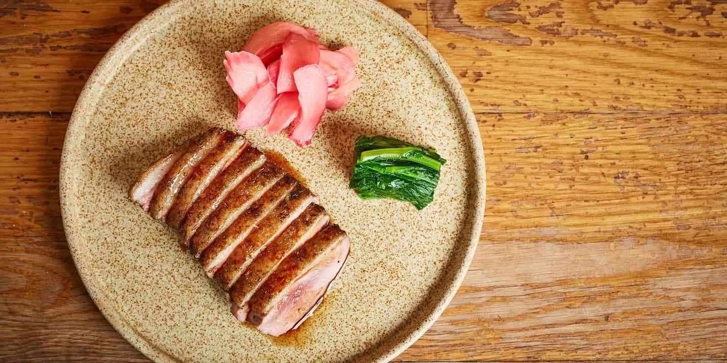 How to make Grilled Duck With Burnt Soy And Rhubarb Ginger Pickle Recipe