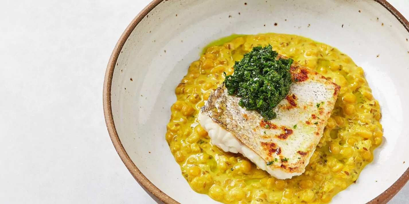 How to make Hake With Zhoug And Yellow Split Pea Dhal Recipe