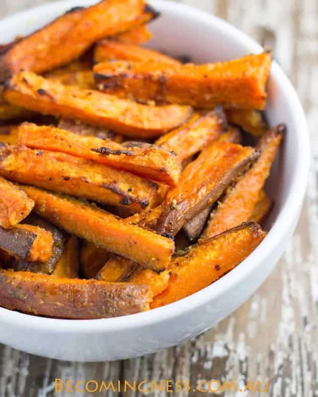 How to make Baked Sweet Potato Fries With Garlic Butter Recipe