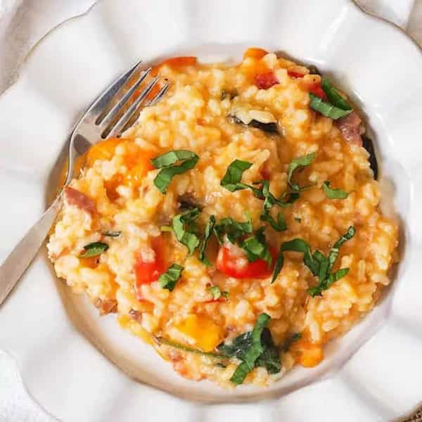 How to make Creamy Tomato Basil Risotto With Prosciutto Recipe