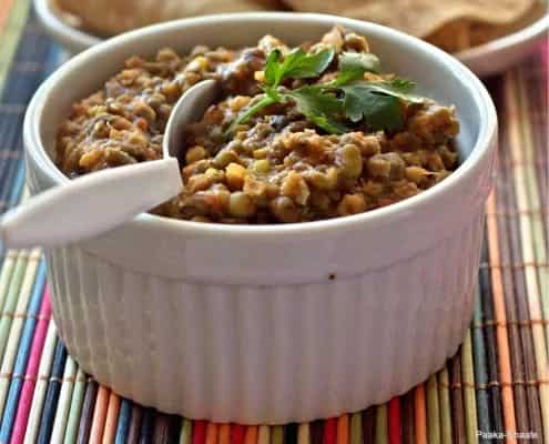 How to make Hara Moong Masala Green Moong In Onion And Tomato Gravy Recipe