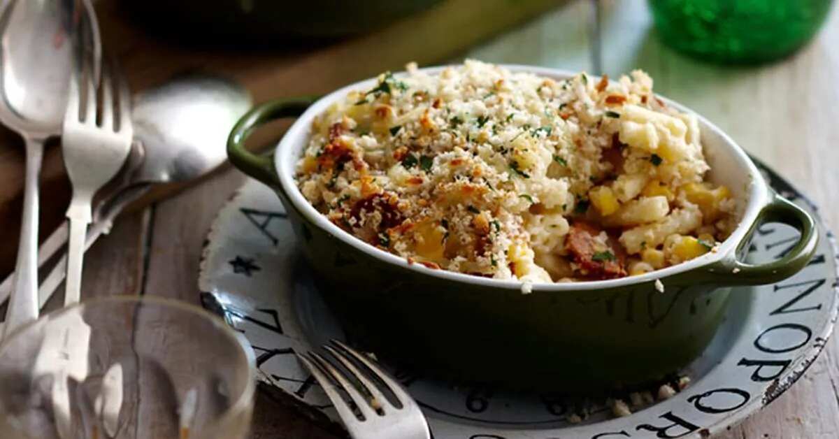 How to make Corn And Sausage Macaroni Bake Recipe