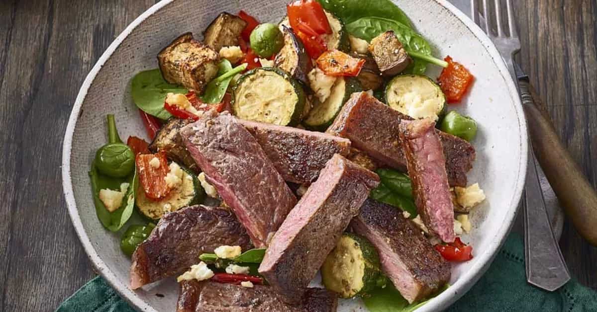 How to make Steak With Roasted Mediterranean Vegetables Recipe