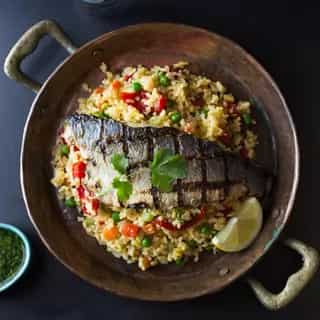 How to make Sea Bass With Paella Rice Recipe
