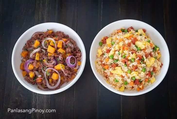 How to make Longanisa Fried Rice And Ginisang Corned Beef With Kalabasa ...