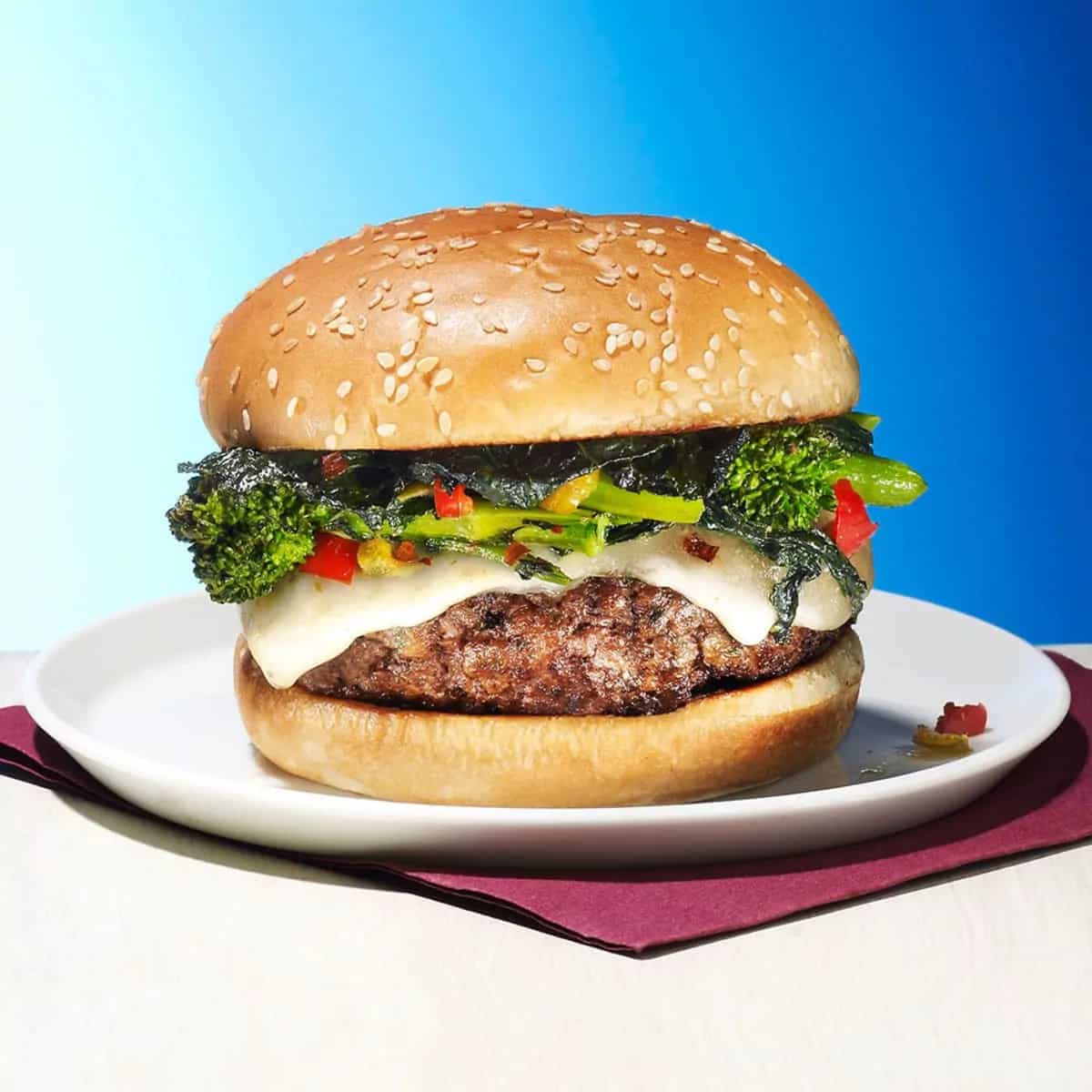 How to make Beef 'n' Broccoli Rabe Burger Recipe