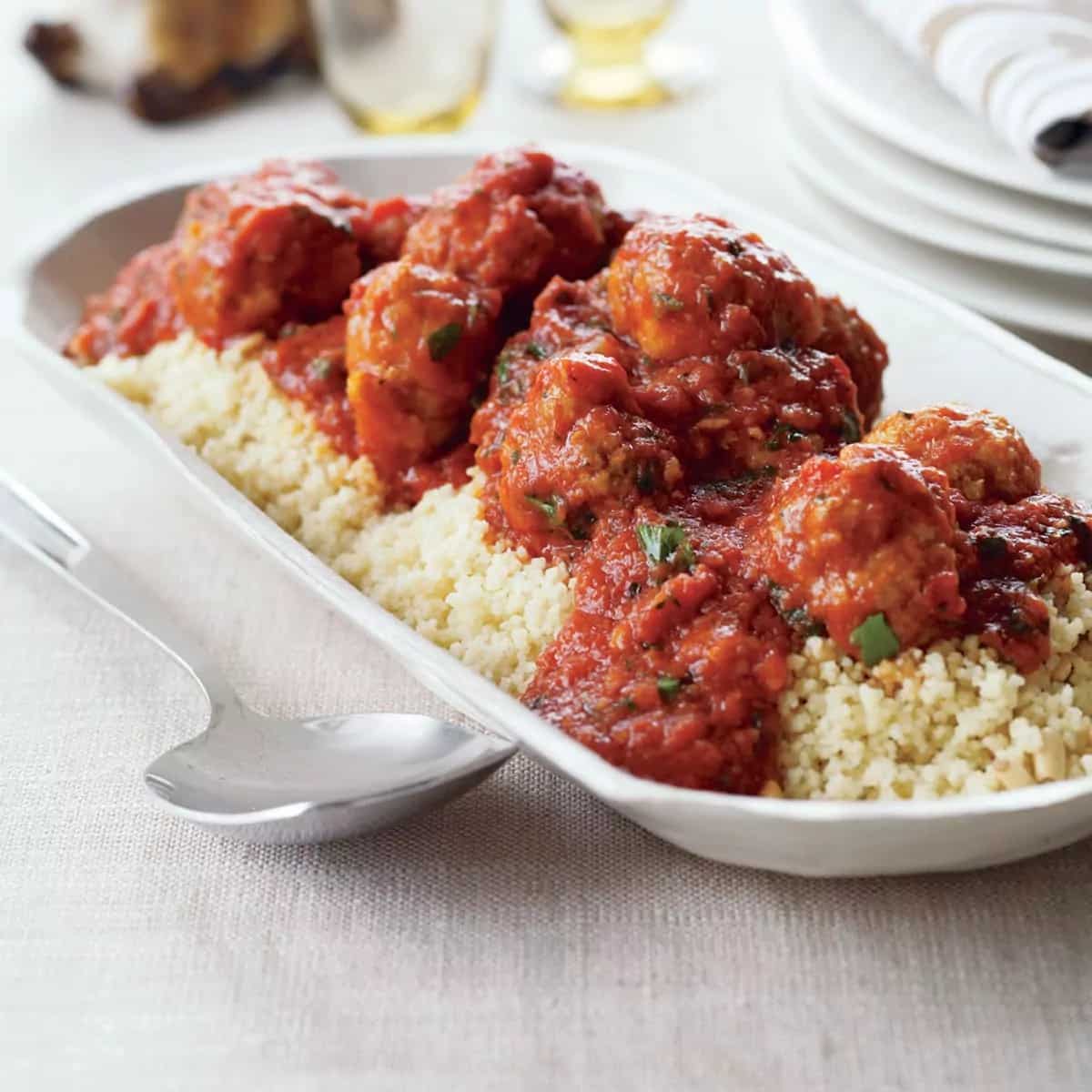 How to make Lamb Meatballs In Tomato-mint Sauce With Couscous Recipe