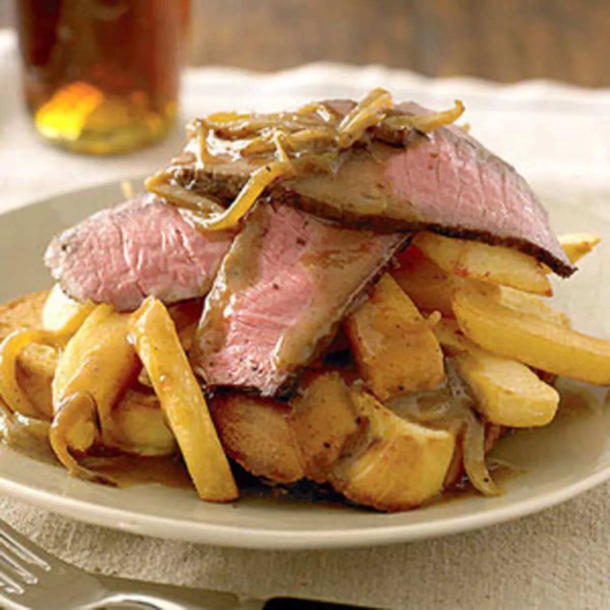 How to make Open-faced Steak-and-fries Sandwiches Recipe