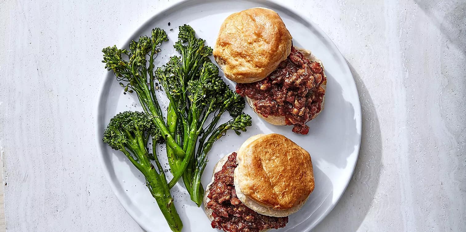 How to make Sloppy Joe Biscuits With Roasted Broccolini Recipe