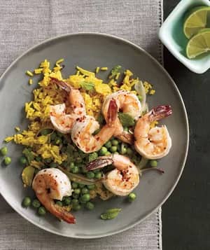 How to make Spicy Shrimp With Peas And Curried Rice Recipe