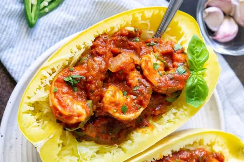 How to make Spaghetti Squash Marinara With Shrimp Recipe