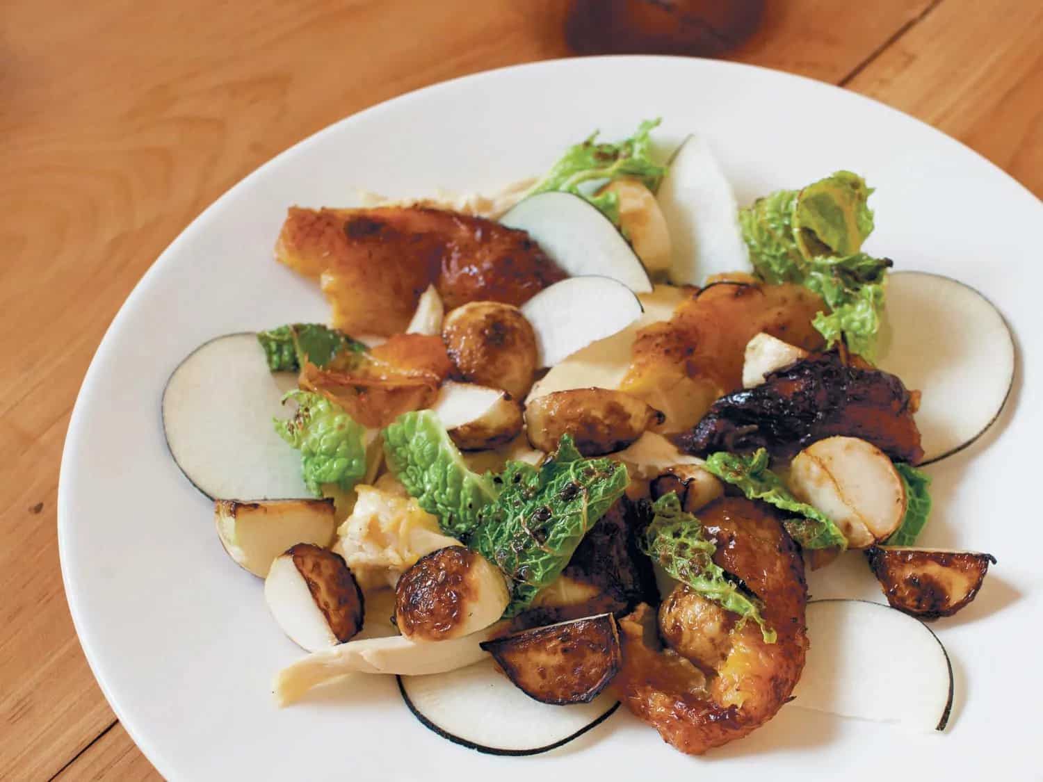 How to make Poulet Rouge With Cabbage, Turnip, And Black Radish Recipe