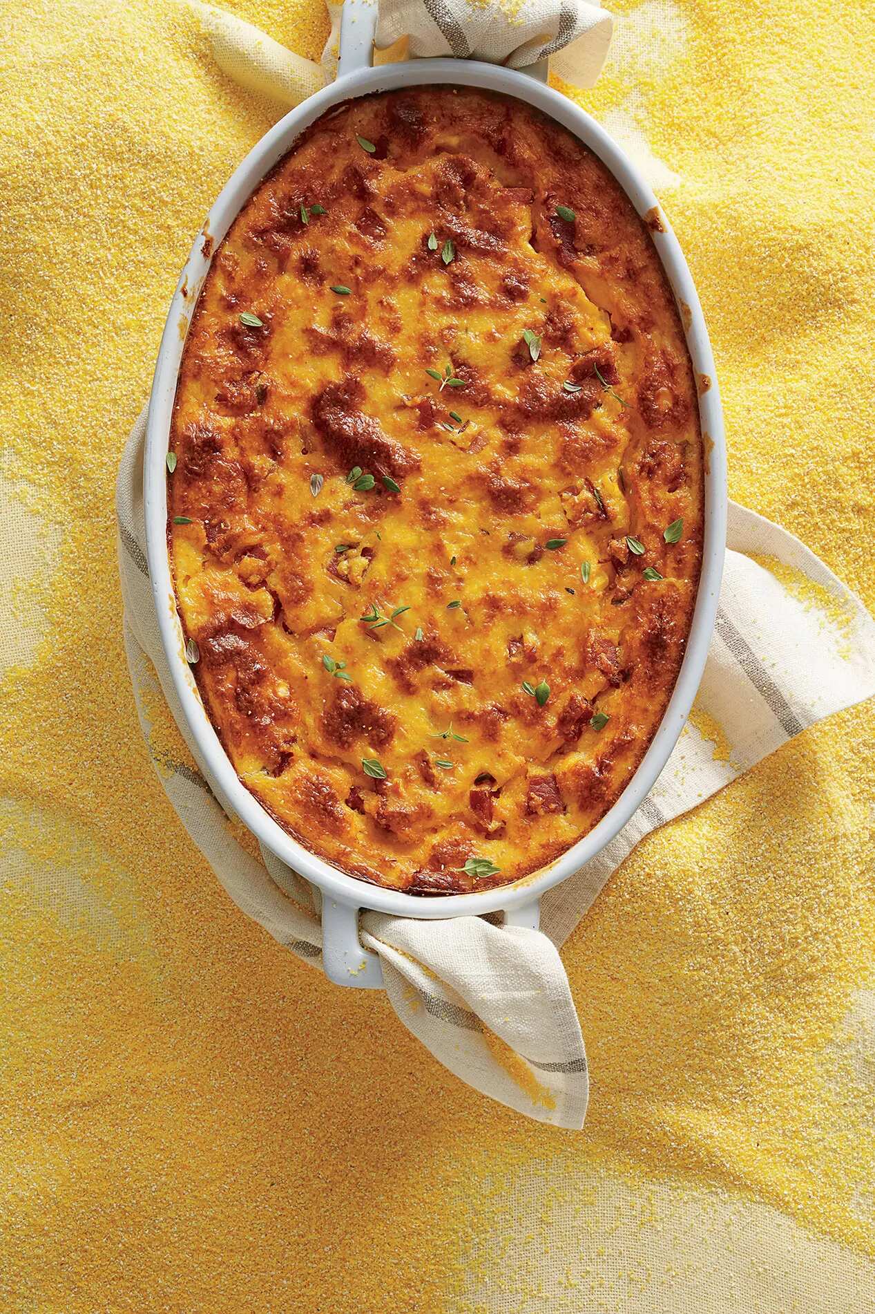 How to make Cheesy Ham, Corn, And Grits Bake Recipe