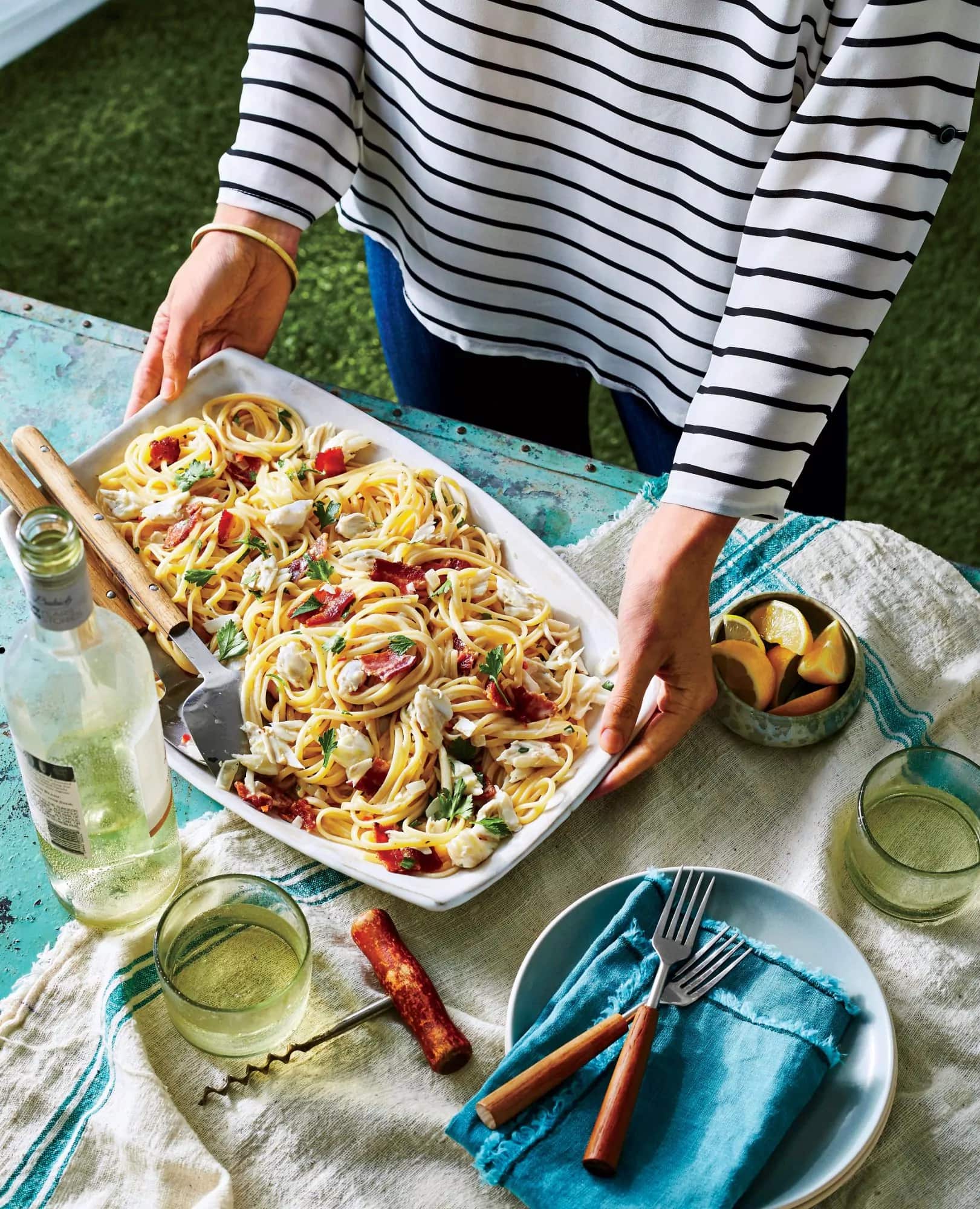 How to make Crab-and-bacon Linguine Recipe