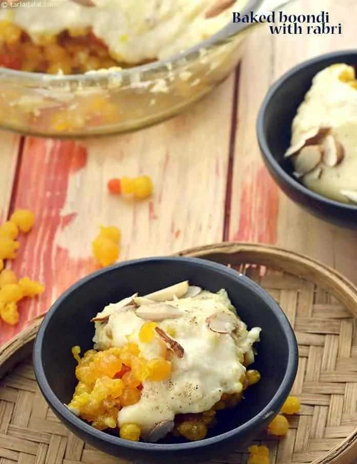 How to make Baked Boondi With Rabri Recipe