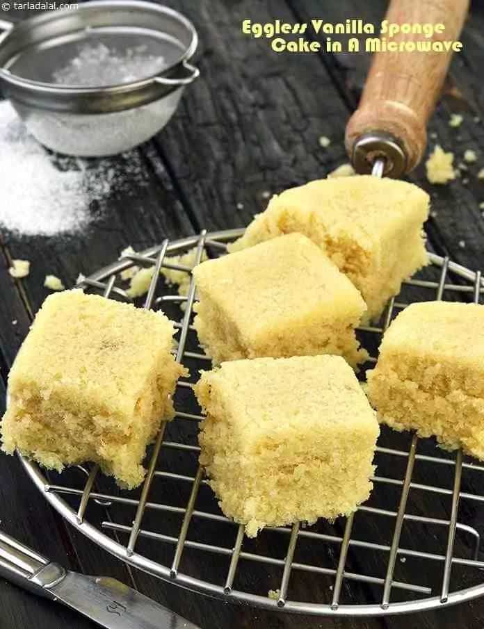 How to make Eggless Vanilla Sponge Cake In A Microwave Recipe