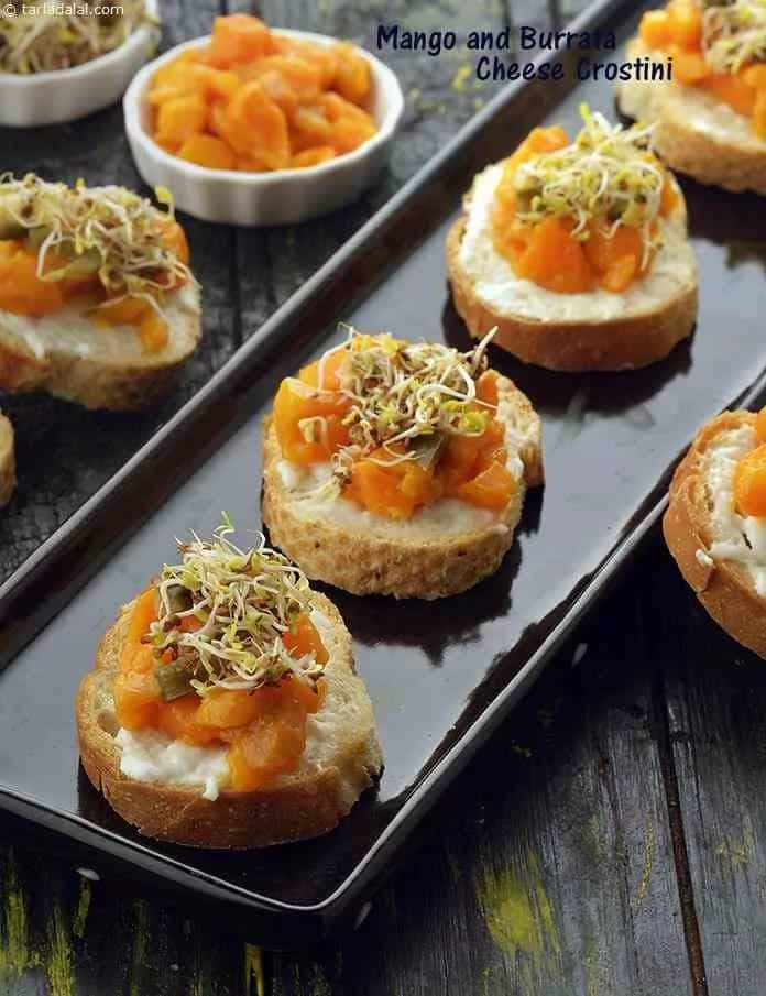 How to make Mango And Burrata Cheese Crostini Recipe