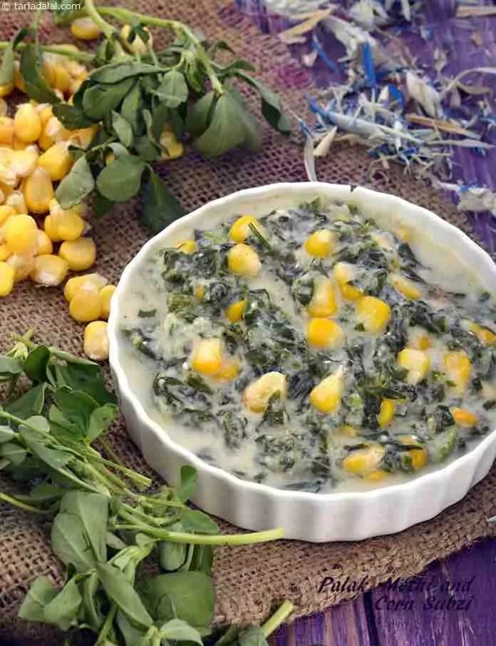 How to make Palak, Methi And Corn Subzi Recipe