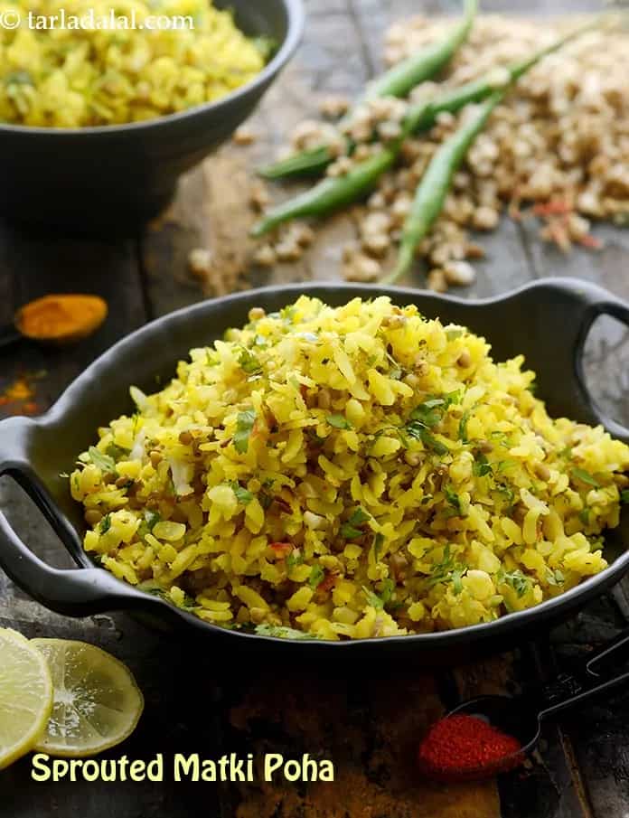 How to make Sprouted Matki Poha Recipe