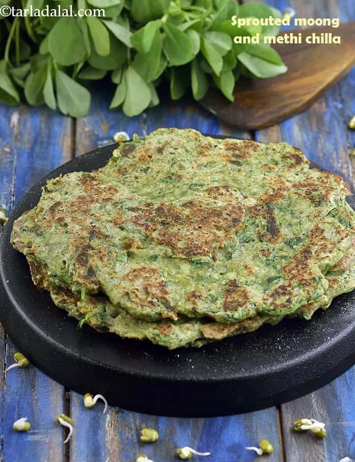 How to make Sprouted Moong And Methi Chilla Recipe