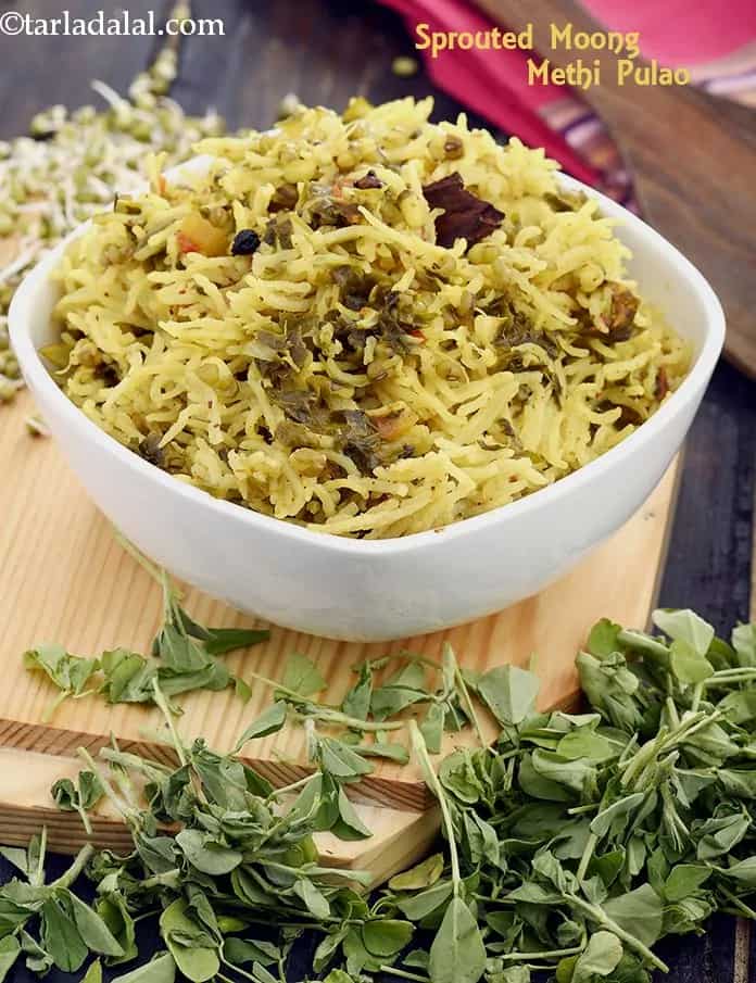 How to make Sprouted Moong Methi Pulao Recipe