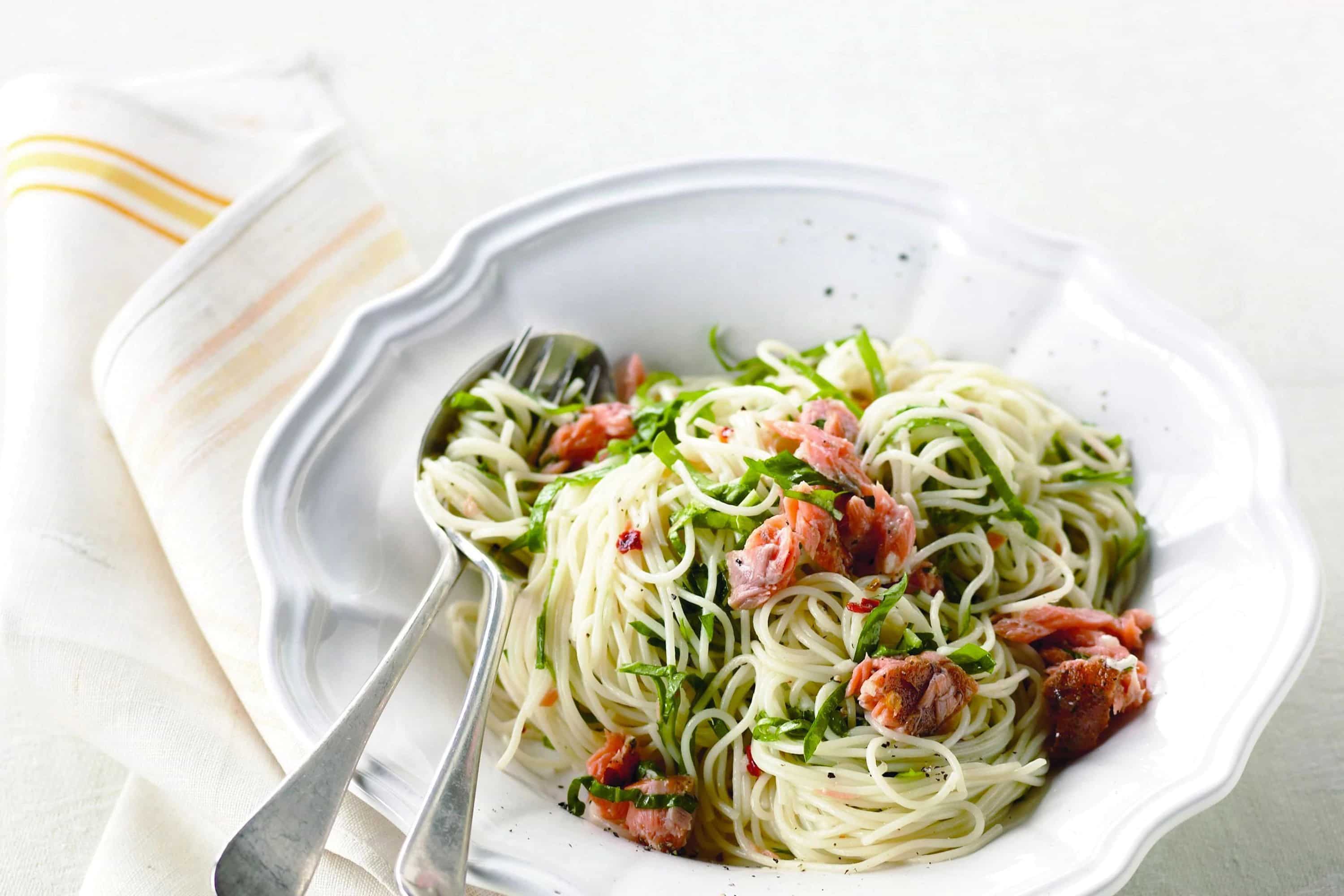 How to make Angel Hair Pasta With Smoked Trout Rocket Chilli And Lemon ...