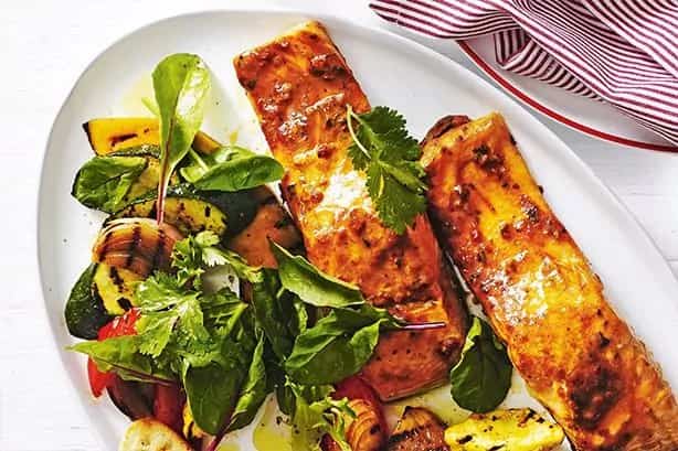 How to make Baked Fish With Harissa Vegetable Salad Recipe