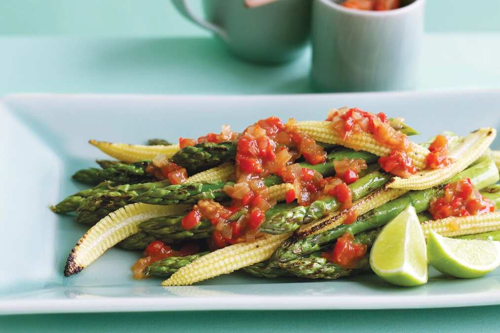 how to cook baby corn and asparagus