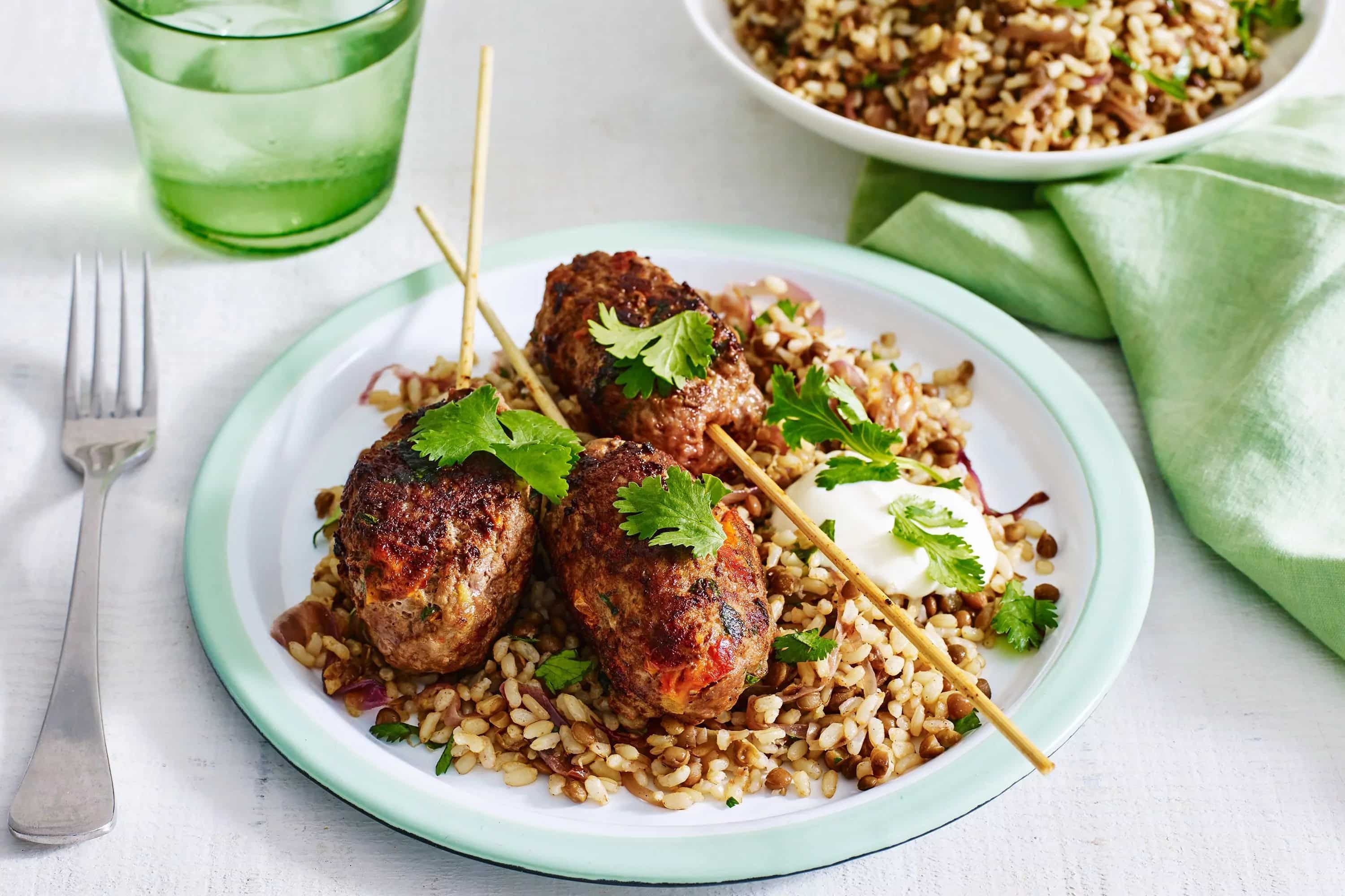How to make Beef Kofta With Lebanese Rice And Lentils Recipe