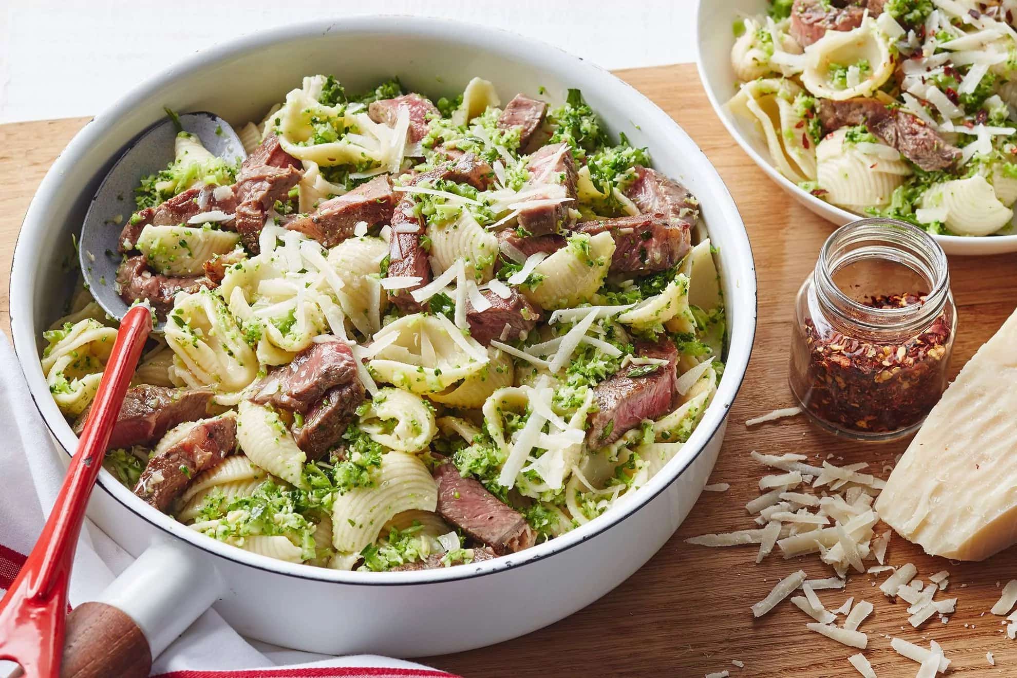 How to make Beef Pasta With Broccoli Pesto Recipe