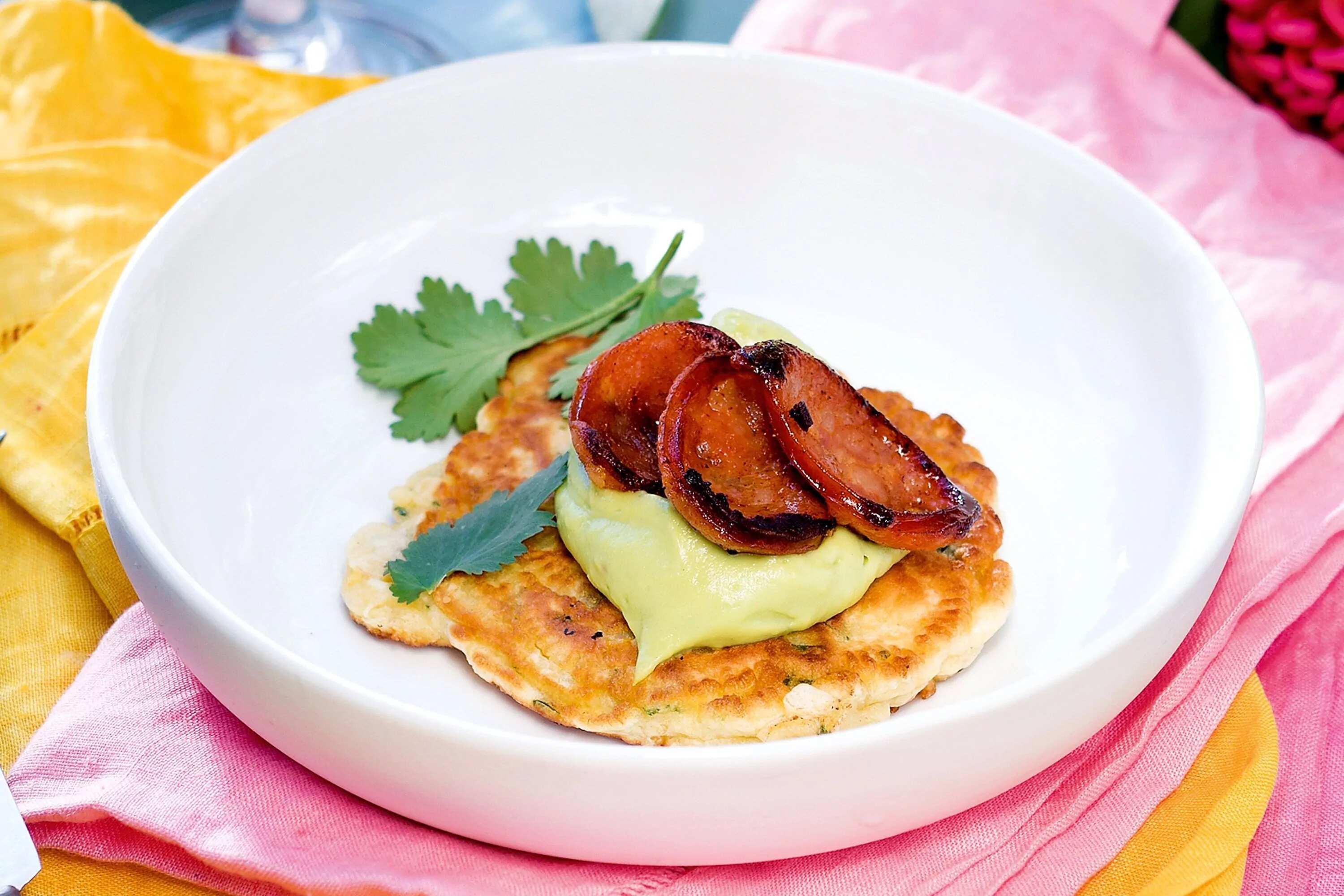 How to make Corn Cakes With Avocado Puree And Chorizo Recipe