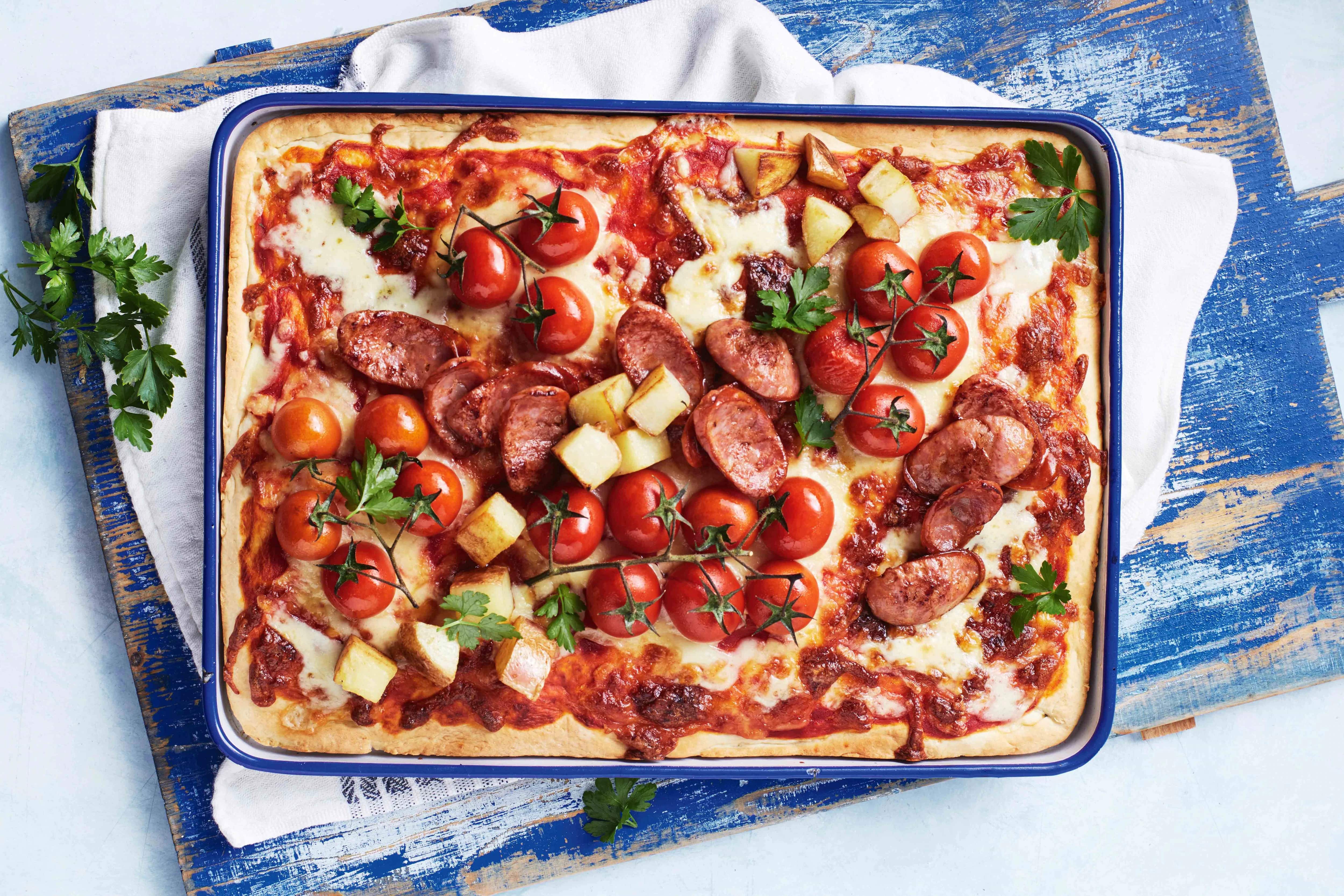 How to make Crispy Chorizo And Potato Pizza Slab Recipe