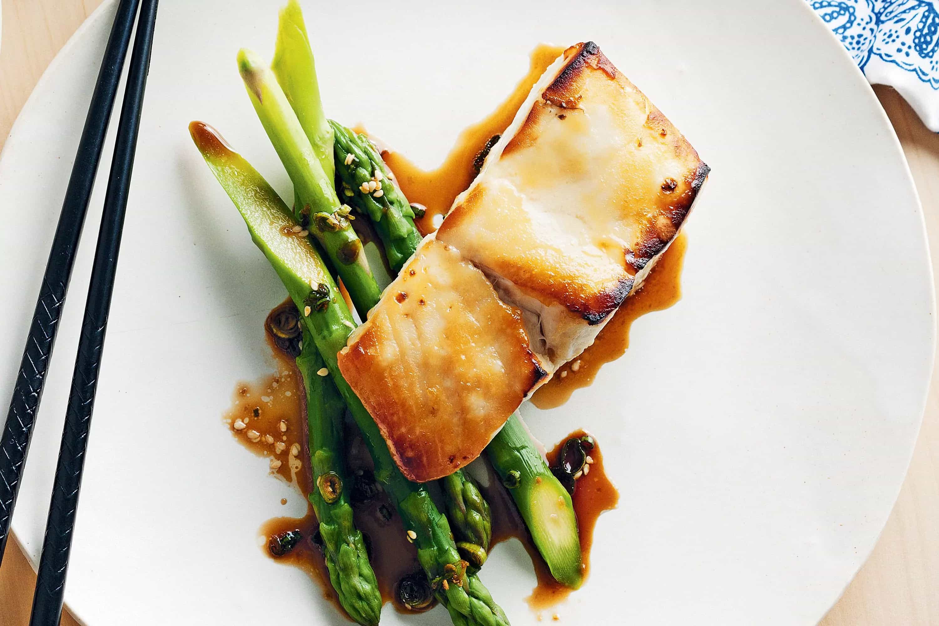 How to make Grilled Miso Fish With Soy And Sesame Asparagus Recipe