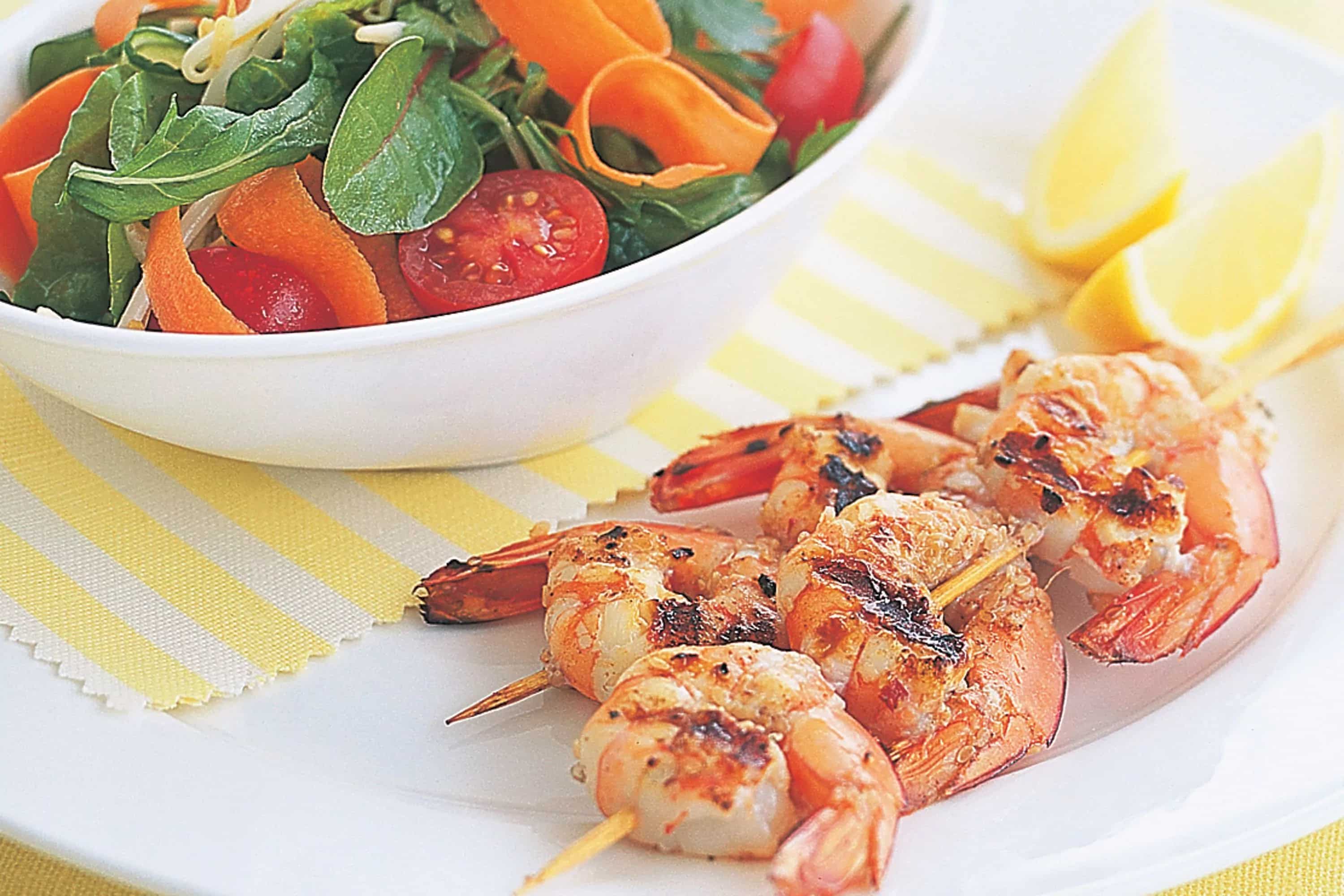 How to make Marinated Barbecue Prawns With Summer Salad Recipe